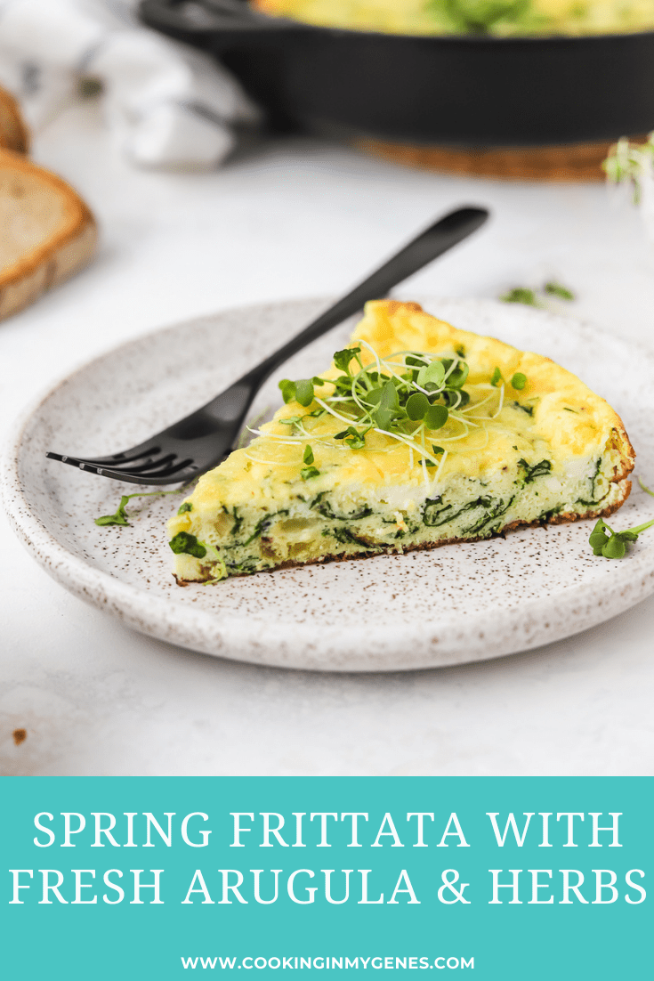 Spring Frittata Recipe with Arugula and Fresh Herbs - Cooking in my Genes
