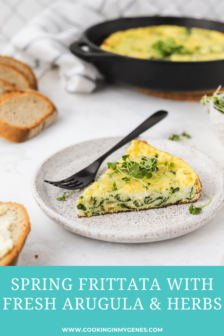 Spring Frittata Recipe with Arugula and Fresh Herbs - Cooking in my Genes