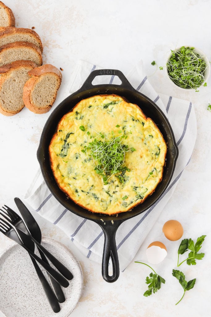 Spring Frittata with Arugula and Fresh Herbs - Cooking in my Genes