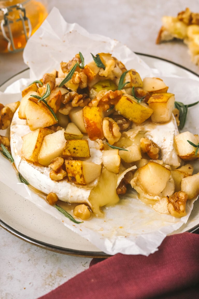 Pear & Walnut Baked Brie - Cooking in my Genes