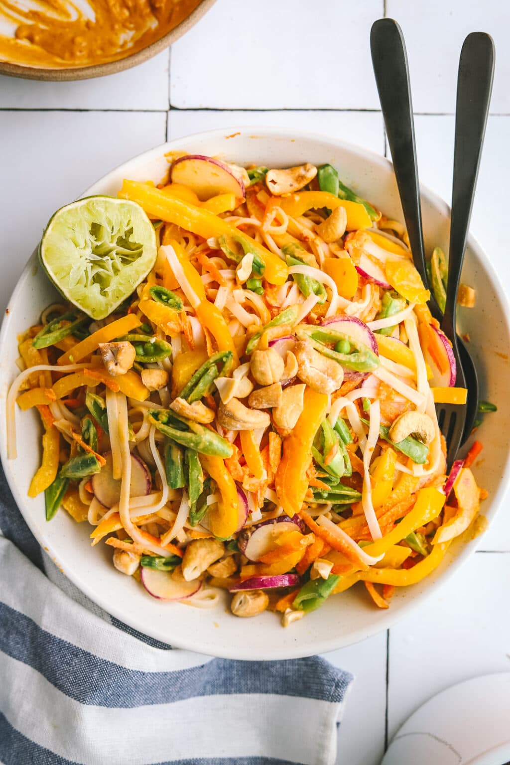 Easy Thai Inspired Noodle Salad with Peanut Sauce - Cooking in my Genes