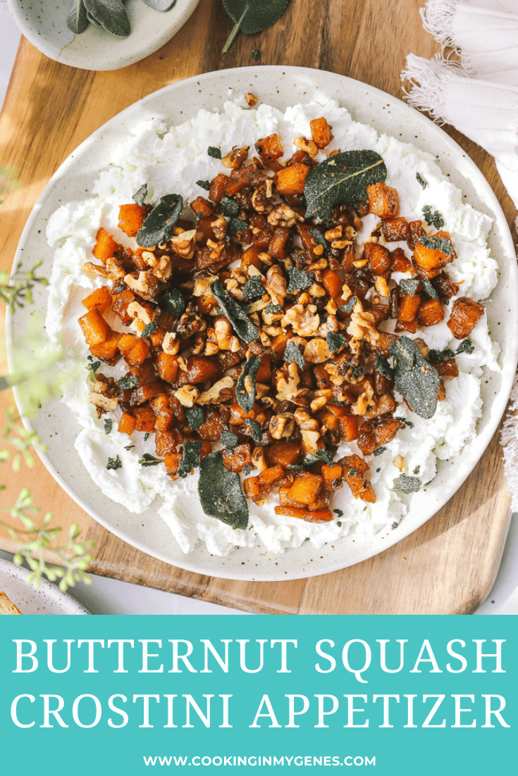 Butternut Squash Crostini Appetizer with Crispy Sage - Cooking in my Genes