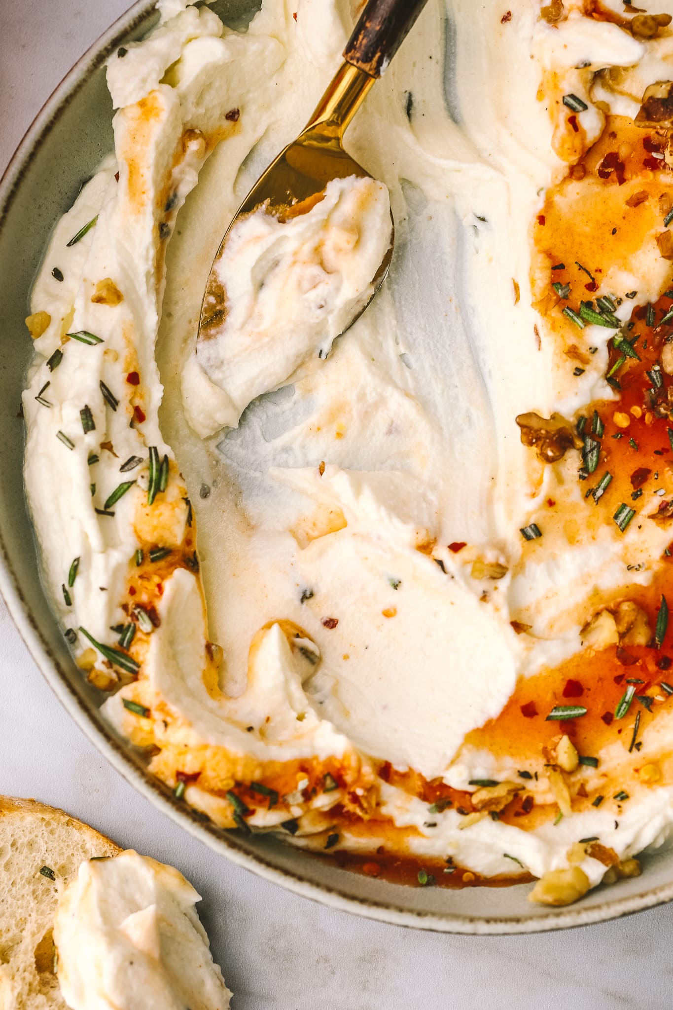 Quick Whipped Ricotta Dip with Hot Honey Appetizer - Cooking in my Genes