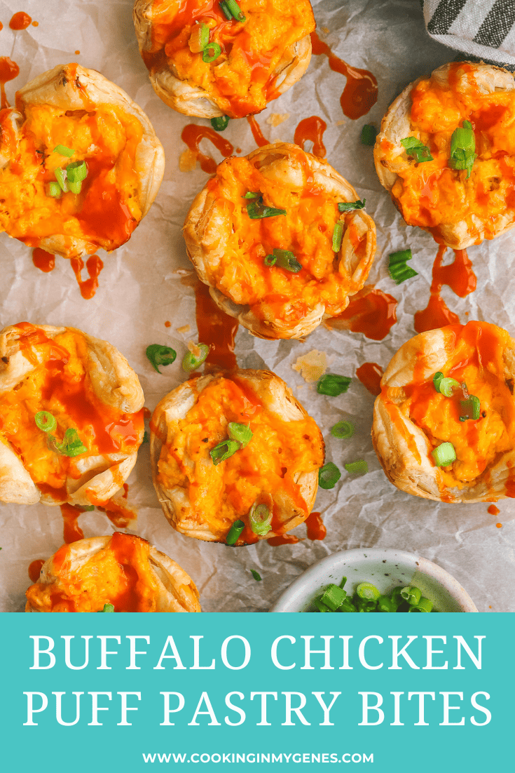 Easy Buffalo Chicken Puff Pastry Bites Appetizer - Cooking in my Genes