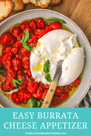 Easy Burrata Bread Appetizer with Roasted Tomatoes - Cooking in my Genes