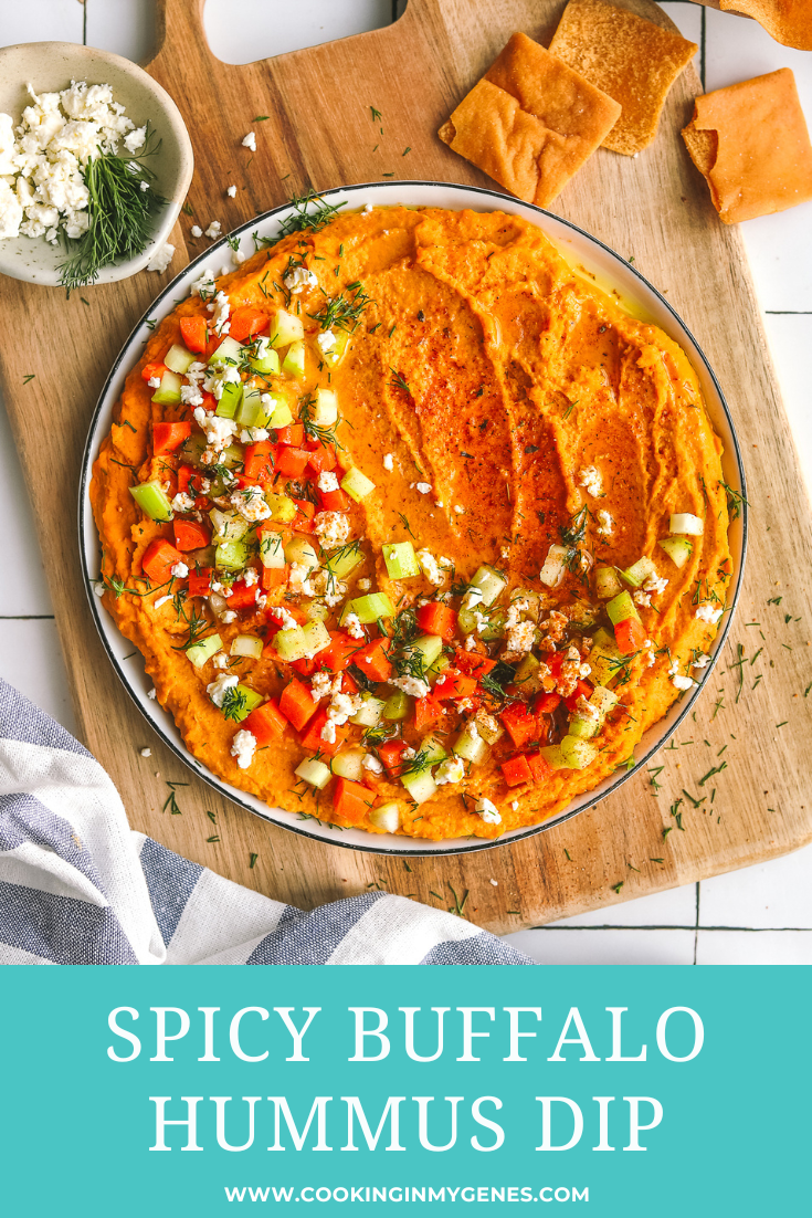 The Best Quick and Easy Spicy Buffalo Hummus Dip - Cooking in my Genes