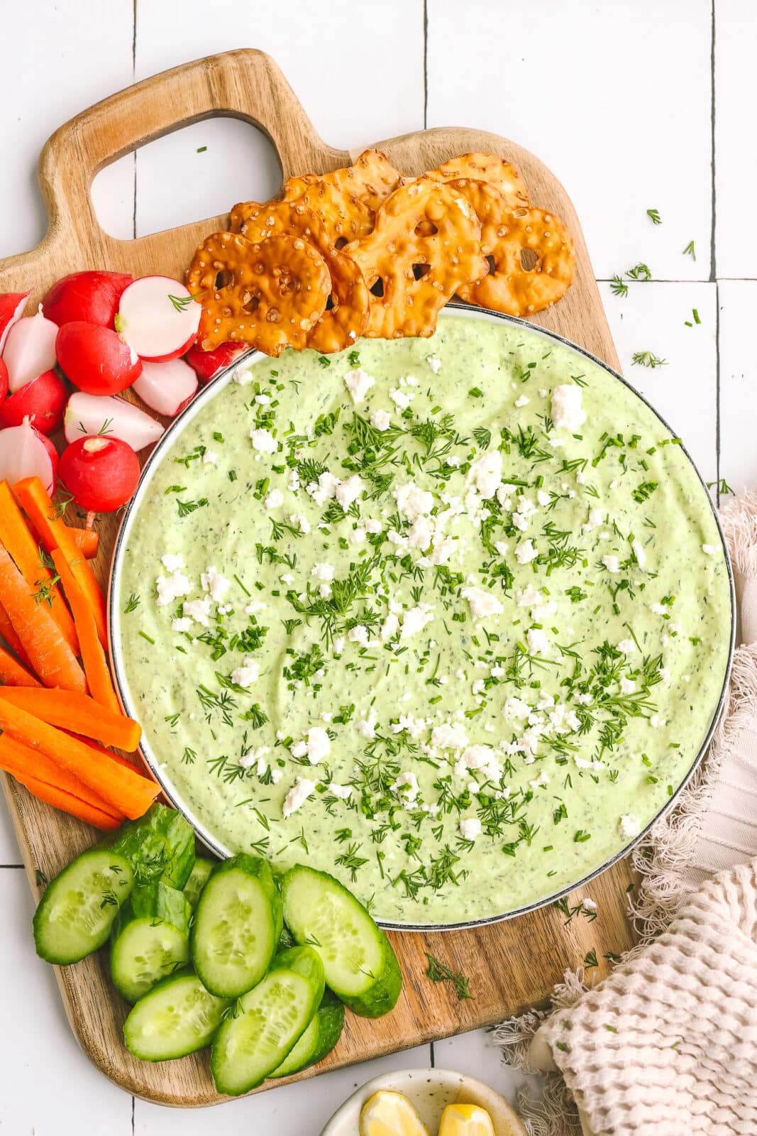 The Best Green Goddess Whipped Feta Dip Appetizer - Cooking in my Genes