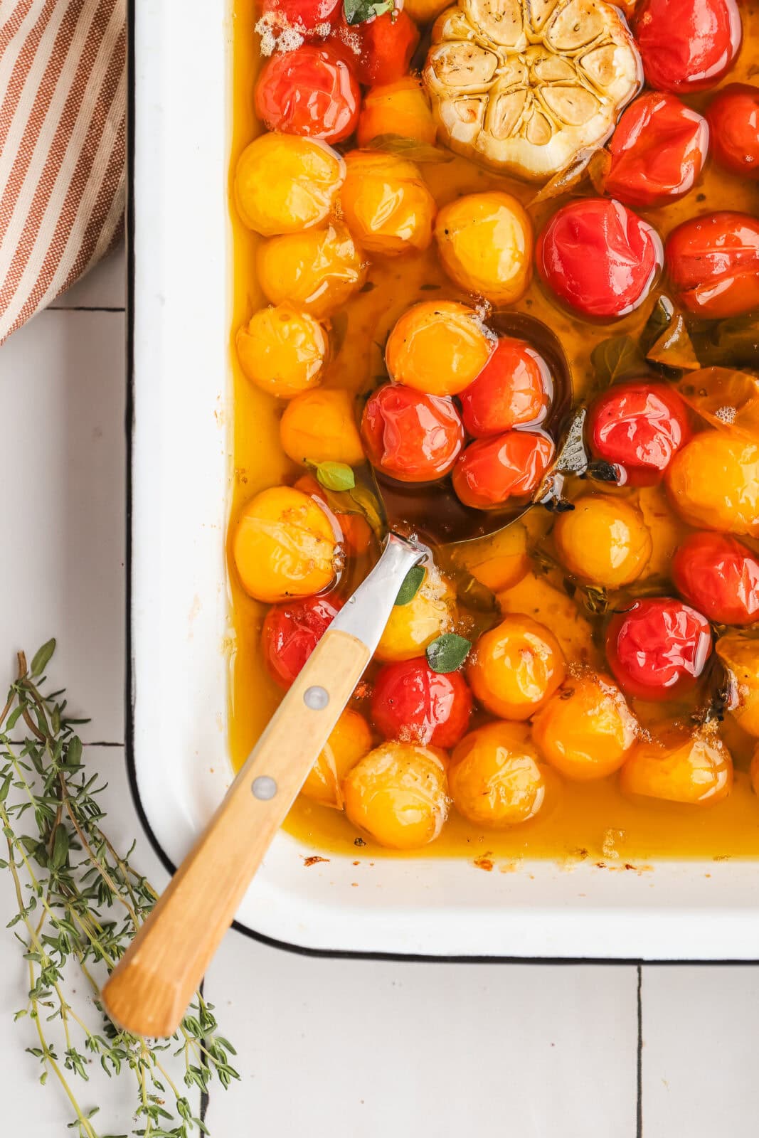 How to Make Roasted Cherry Tomato Confit with Herbs - Cooking in my Genes