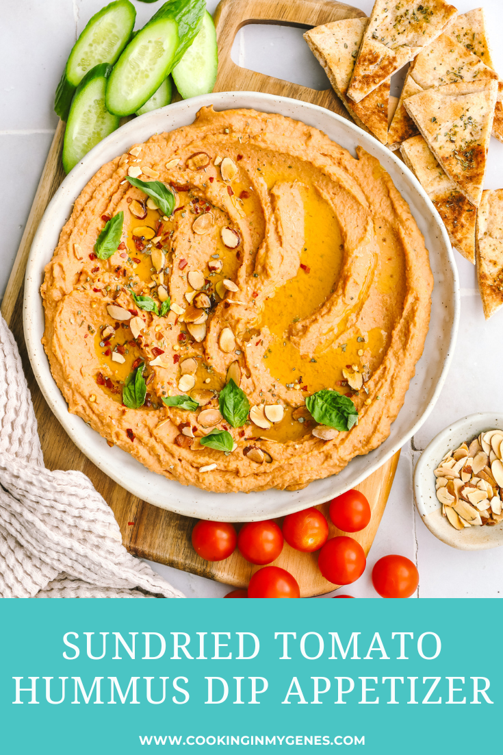 Sundried Tomato White Bean Hummus Dip Appetizer - Cooking in my Genes