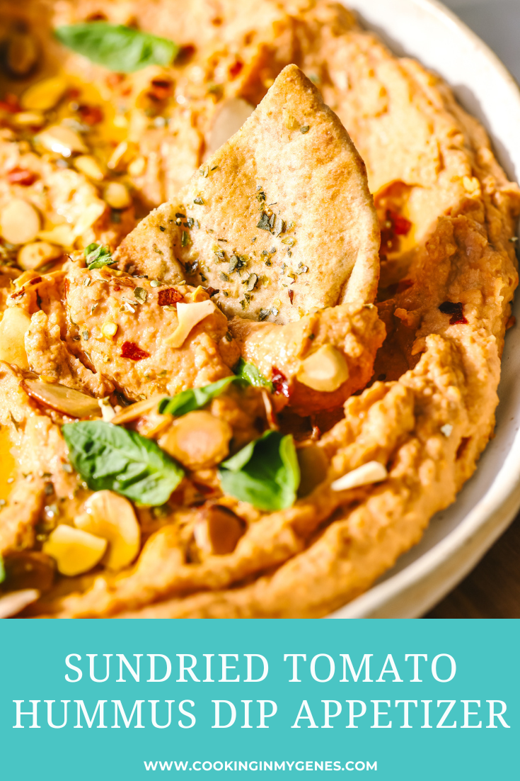 Sundried Tomato White Bean Hummus Dip Appetizer - Cooking in my Genes