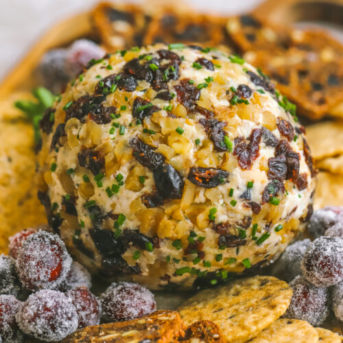 Festive Holiday Cranberry Walnut Gouda Cheese Ball - Cooking in my Genes