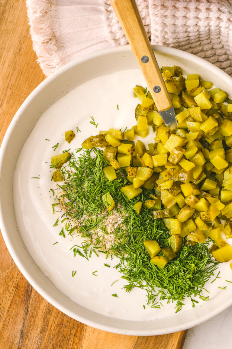 The Best Easy High Protein Dill Pickle Dip Recipe - Cooking in my Genes
