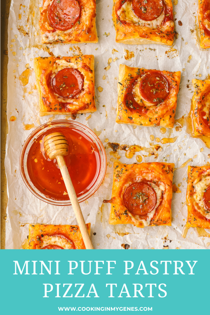 Mini Pepperoni & Hot Honey Pizza Puff Pastry Tarts - Cooking in my Genes