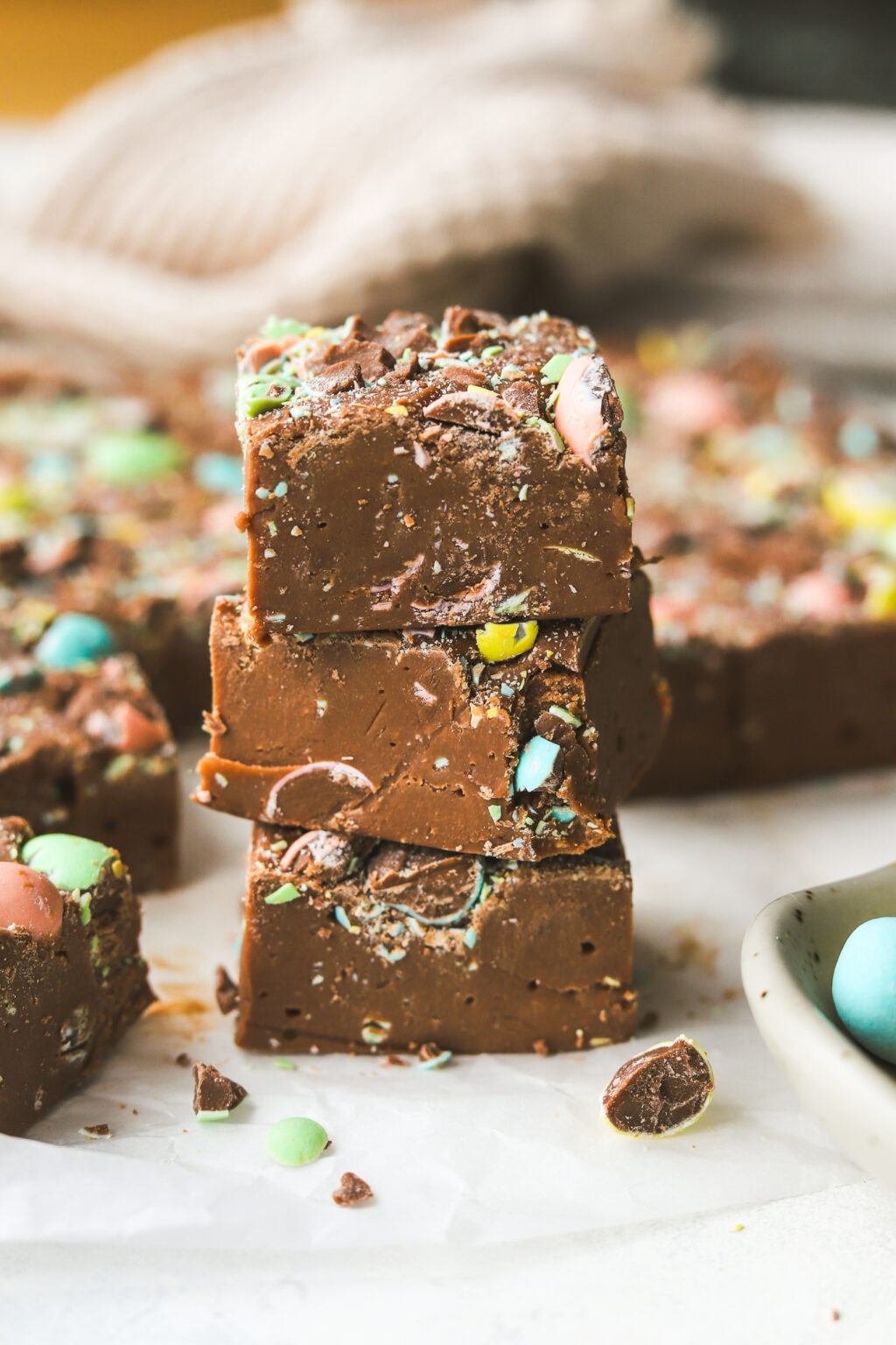 Easy 3-Ingredient Mini Egg Fudge Recipe for Easter - Cooking in my Genes