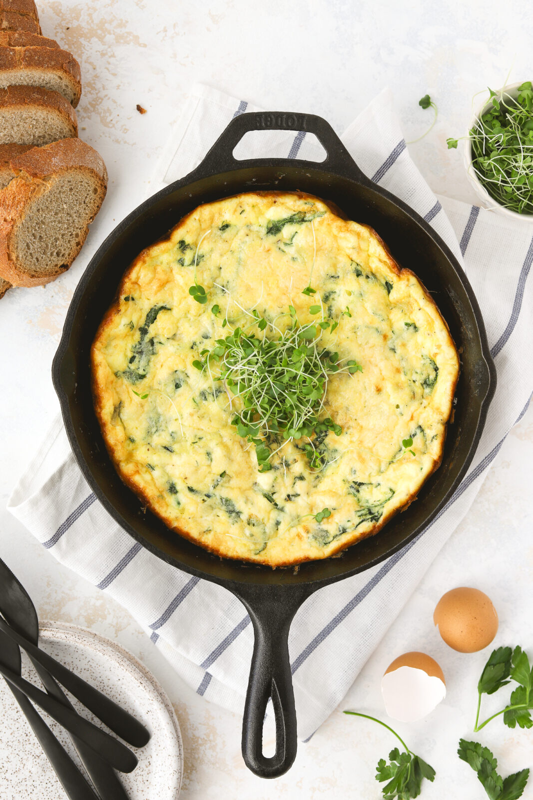 Spring Frittata Recipe with Arugula and Fresh Herbs - Cooking in my Genes