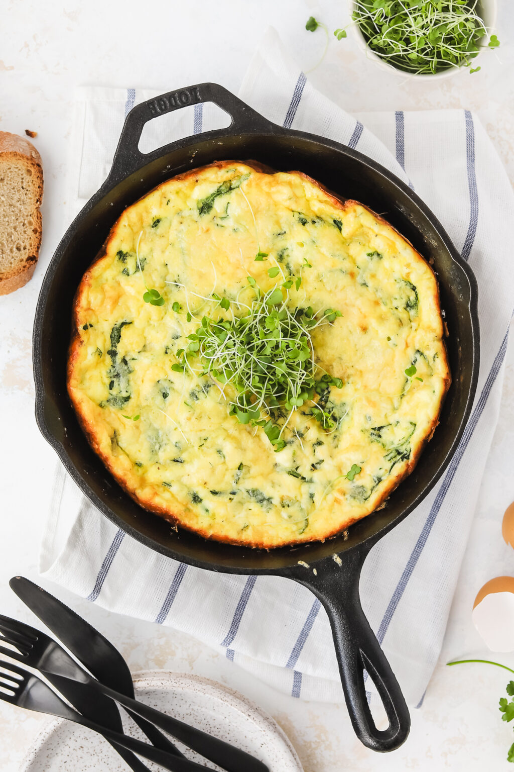 Spring Frittata Recipe with Arugula and Fresh Herbs - Cooking in my Genes