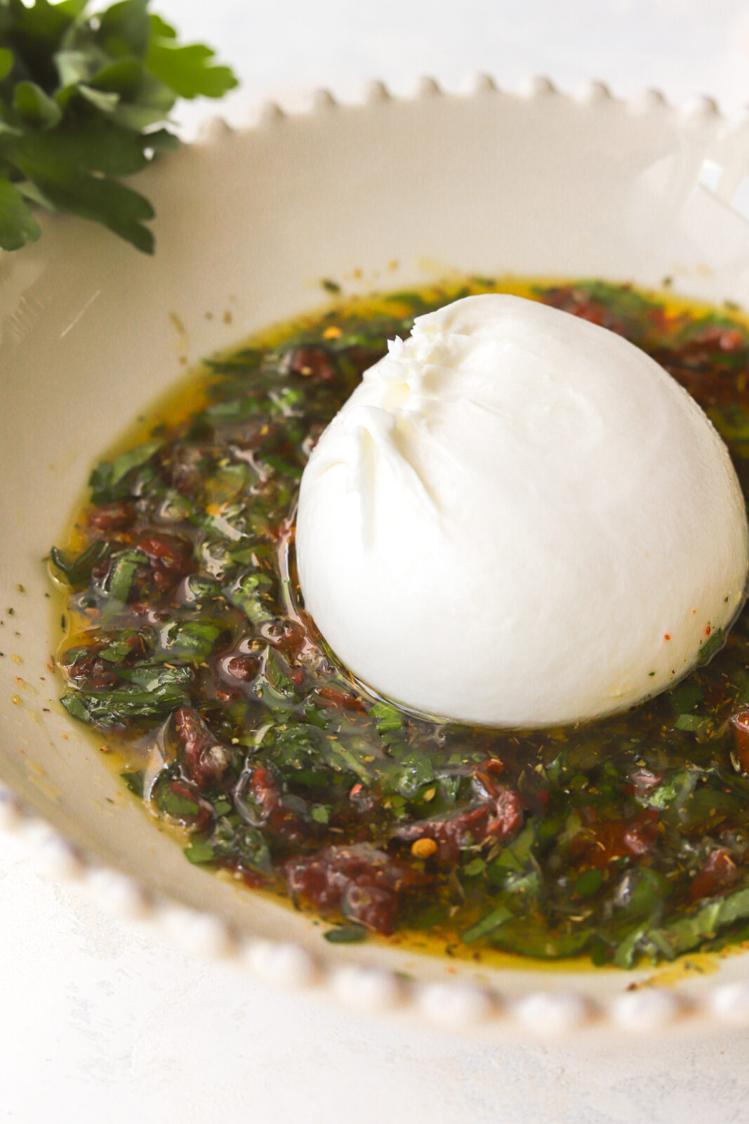 Easy Pizza-Inspired Olive Oil Dip with Burrata Cheese - Cooking in my Genes
