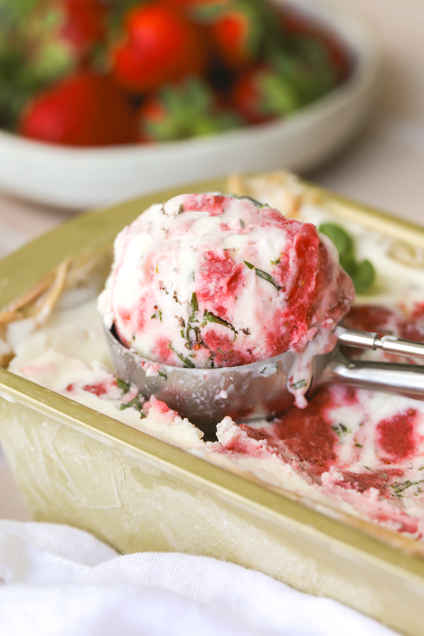 Easy No-Churn Strawberry Basil Ice Cream Recipe - Cooking in my Genes
