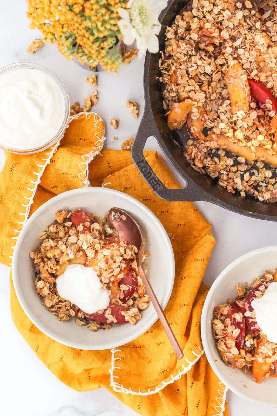 Easy & Delicious Stone Fruit Breakfast Crumble Recipe - Cooking in my Genes