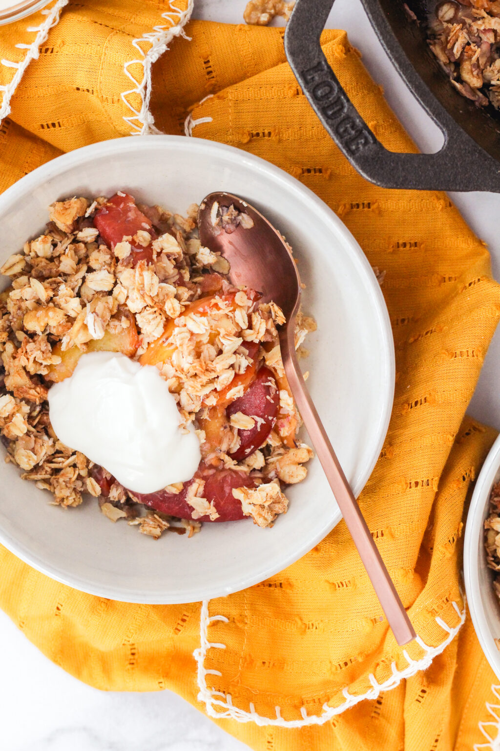 Easy & Delicious Stone Fruit Breakfast Crumble Recipe - Cooking in my Genes