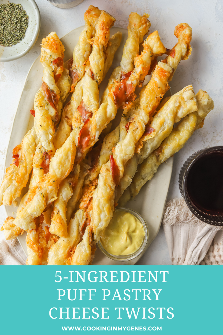 5-Ingredient Puff Pastry Cheese Twists with Gruyère - Cooking in my Genes